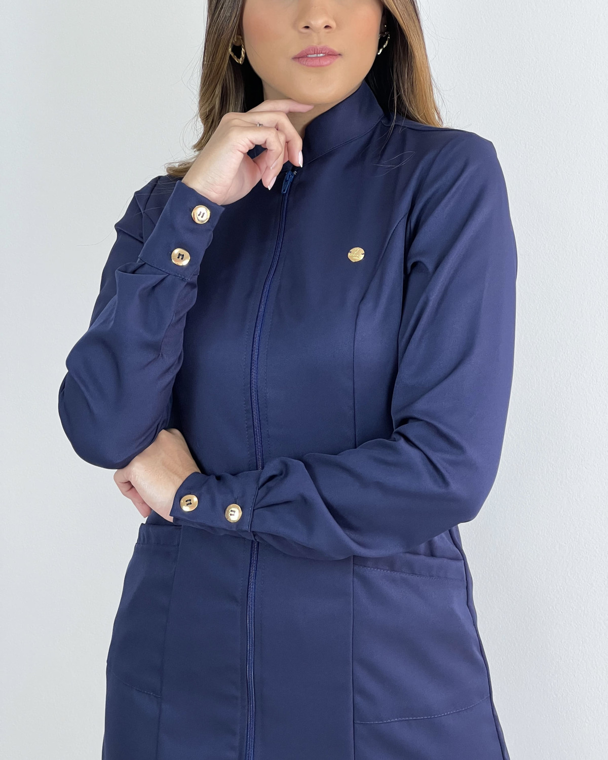 Jaleco Antonella Azul Marinho - Jalecos Femininos | Branco Online
