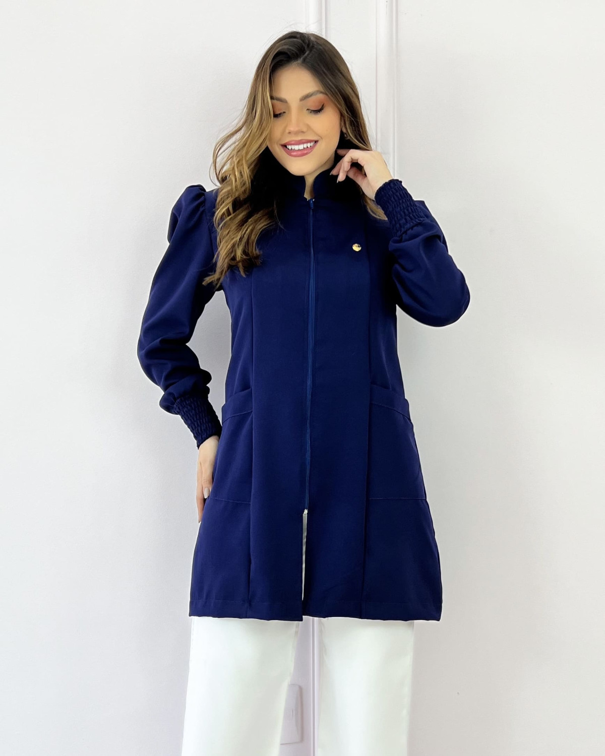 Jaleco Alícia Azul Marinho - Jalecos Femininos | Branco Online